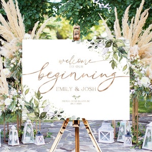 Greenery Wedding Welcome Sign, Greenery Welcome Sign, Rustic Wedding ...