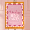 Pink Hen Party Sign, Orange and Pink Hen Party Welcome Sign, Retro Hen ...
