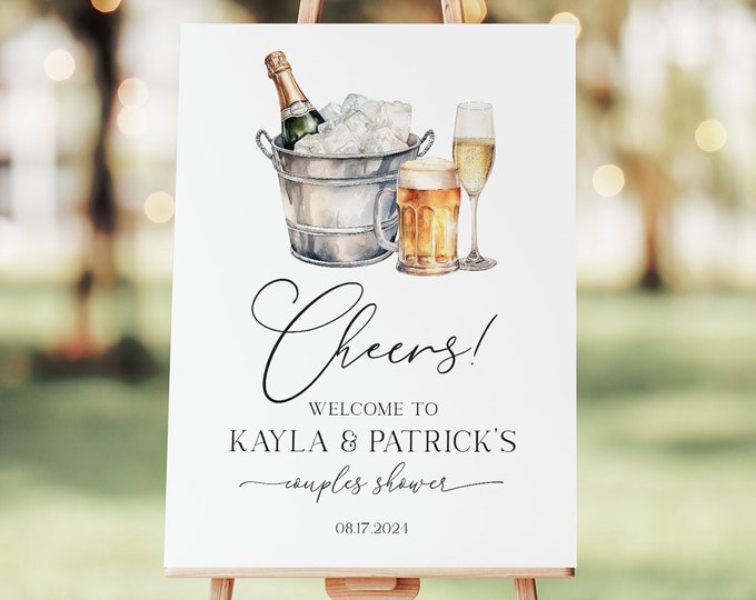 Bubbles and Brew Welcome Sign, Couples Shower Welcome Sign, Beer ...