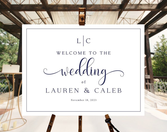 Navy Wedding Welcome Sign, Wedding Welcome Poster, Nautical Wedding ...