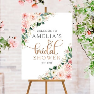 Bridal Shower Welcome Sign Floral, Custom Bridal Shower Sign, Flower ...