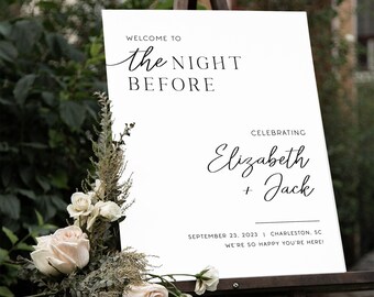 The Night Before Sign, Hand Drawn Rehearsal Dinner Sign, Whimsical ...