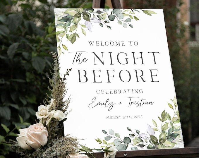Rehearsal Dinner Sign, the Night Before Sign, Night Before Wedding ...