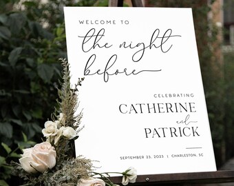 Rehearsal Dinner Welcome Sign Template, the Night Before Welcome Sign ...