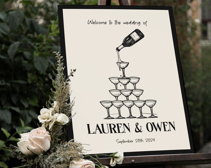 Hand Drawn Wedding Welcome Sign, Reception Welcome Sign, Retro Vintage ...