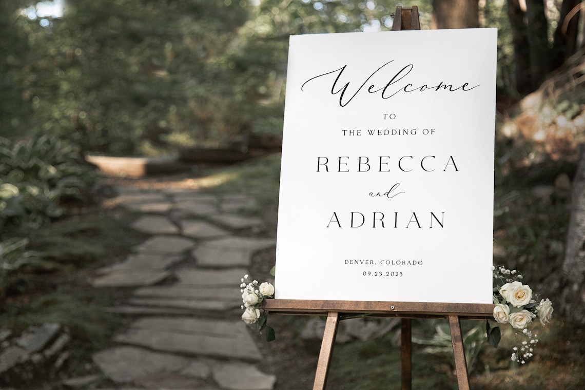 Elegant Wedding Welcome Sign, Custom Welcome Wedding Sign Minimalist ...