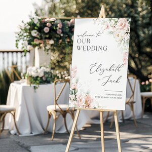 Wedding Welcome Sign, Blush Pink Wedding Sign, Welcome to Wedding Sign ...