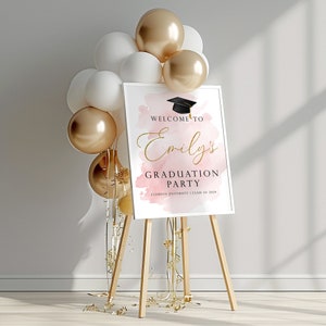 Pink Graduation Welcome Sign, Custom Graduation Party Welcome Sign ...