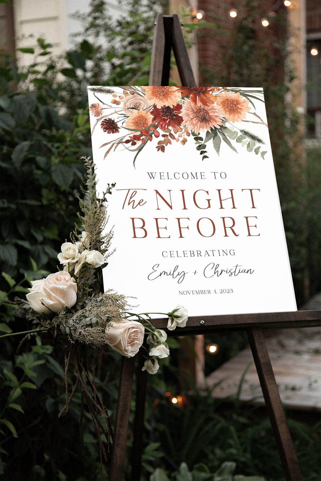 Wedding Rehearsal Dinner Welcome Sign, the Night Before Wedding Sign ...