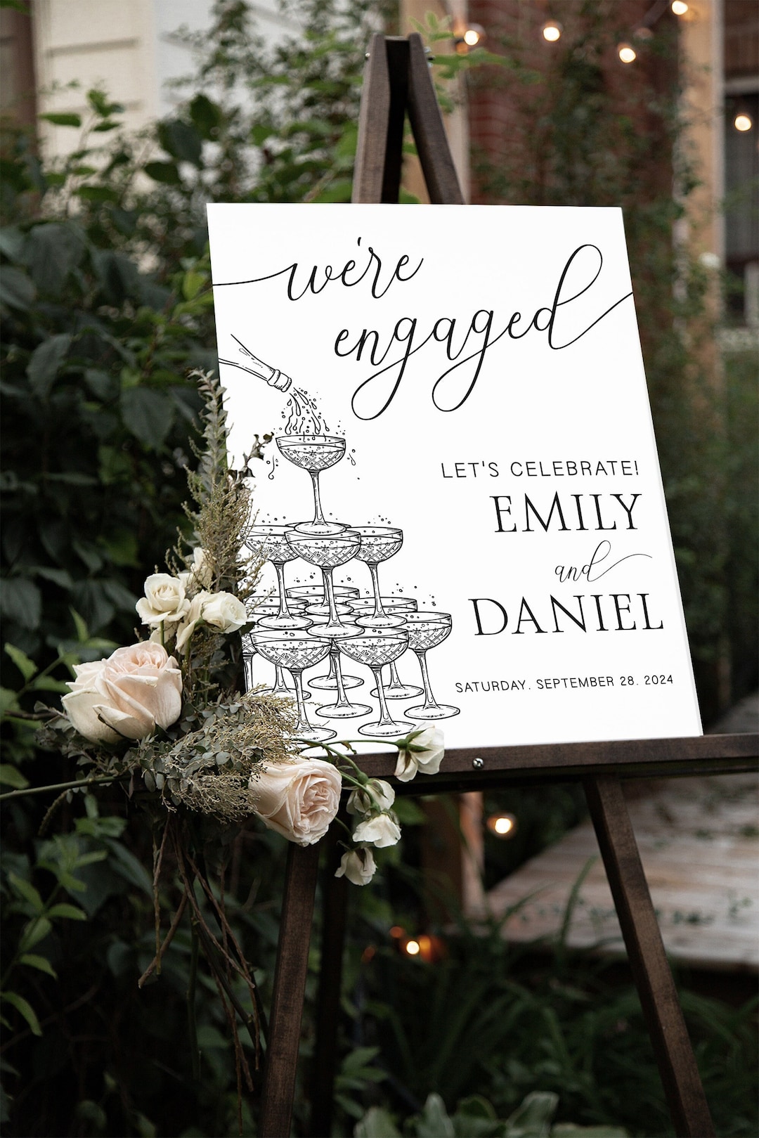 Engagement Party Sign, Hand Drawn Engagement Sign, Engagement Party ...