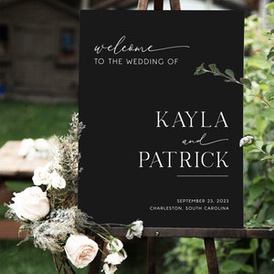 Black Wedding Welcome Sign, Custom Wedding Sign, Minimalist Welcome ...