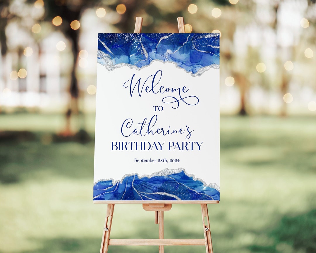 Royal Blue Welcome Sign, Birthday Welcome Sign, Royal Blue Birthday ...