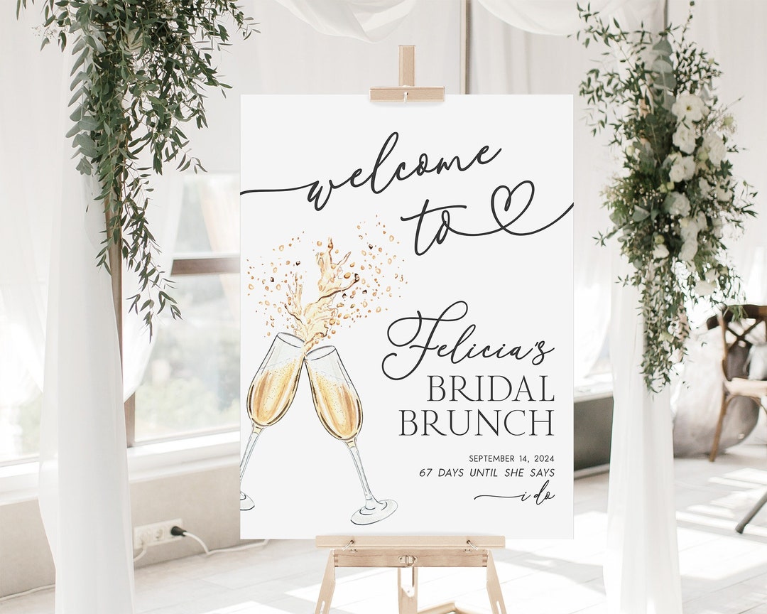 Boho Bridal Brunch Welcome Sign, Bridal Shower Sign, Brunch and Bubbly ...