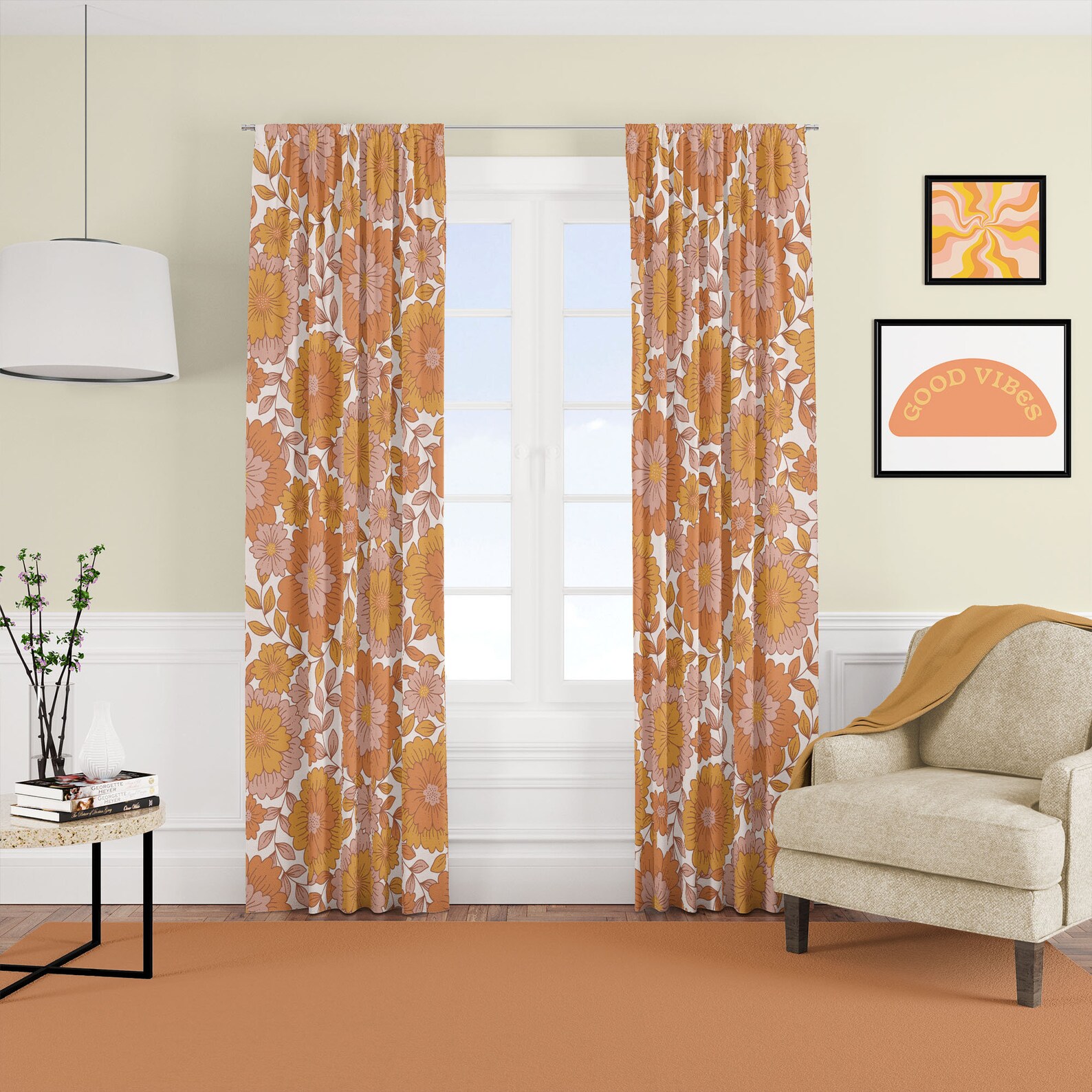 Retro Curtains 70s Curtains Blackout Curtains for Living - Etsy