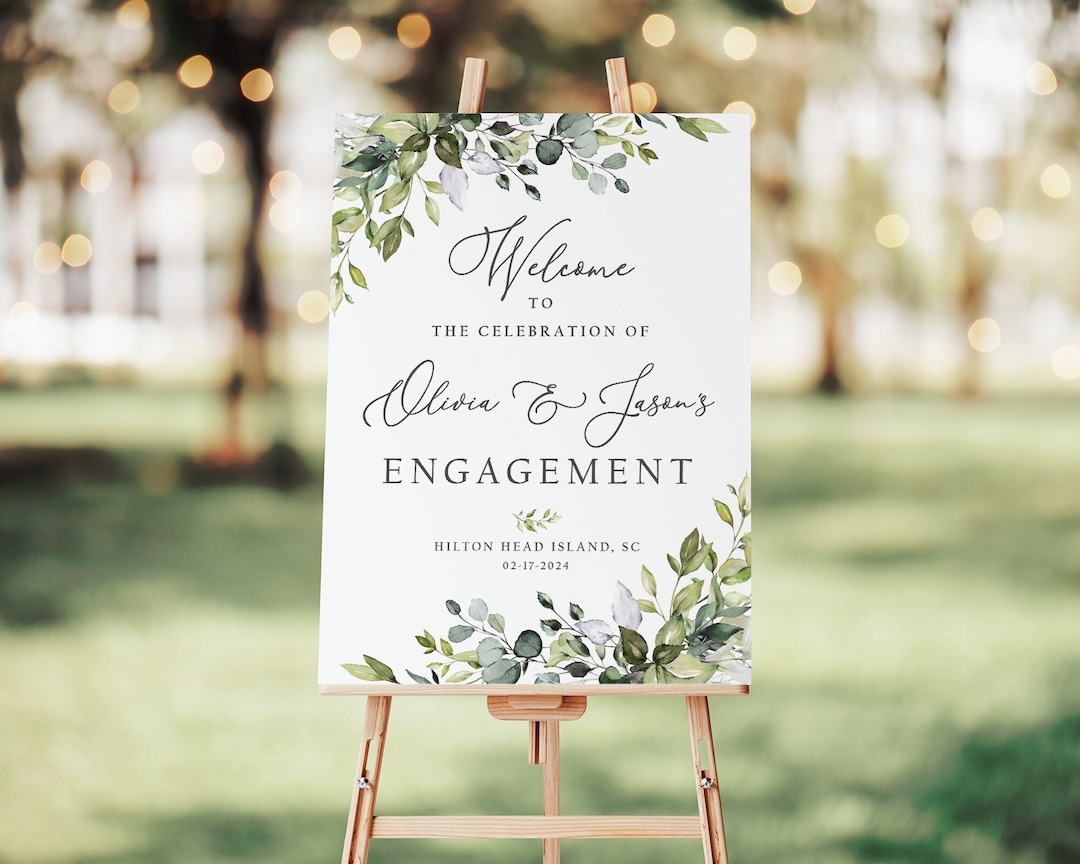 Engagement Party Sign, Engagement Sign Board, Engagement Welcome Sign ...