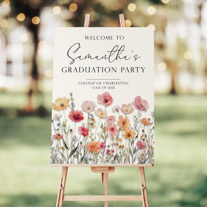 Wildflower Graduation Welcome Sign, Floral Graduation Sign, Wildflower ...
