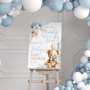 We Can Bearly Wait Baby Shower Welcome Sign, Teddy Bear Baby Shower ...