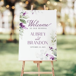 Lavender Wedding Welcome Sign, Floral Wedding Welcome Sign, Custom ...