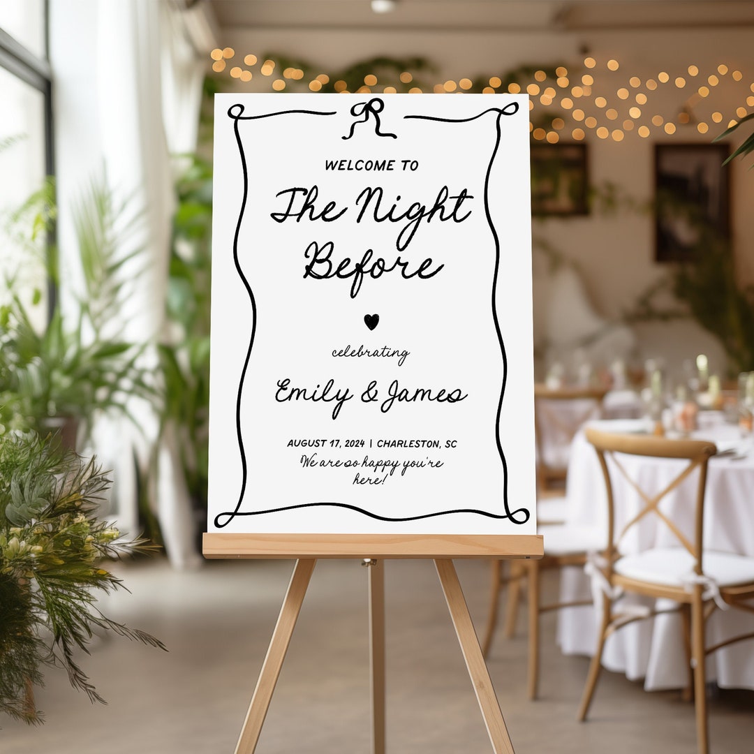 Rehearsal Dinner Welcome Sign, the Night Before Sign, Hand Drawn ...