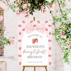 Berry First Birthday Welcome Sign, Berry First Birthday Sign ...