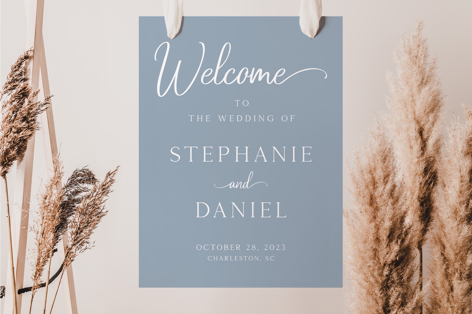 Dusty Blue Welcome Sign Minimalist Wedding Sign Dusty Blue - Etsy