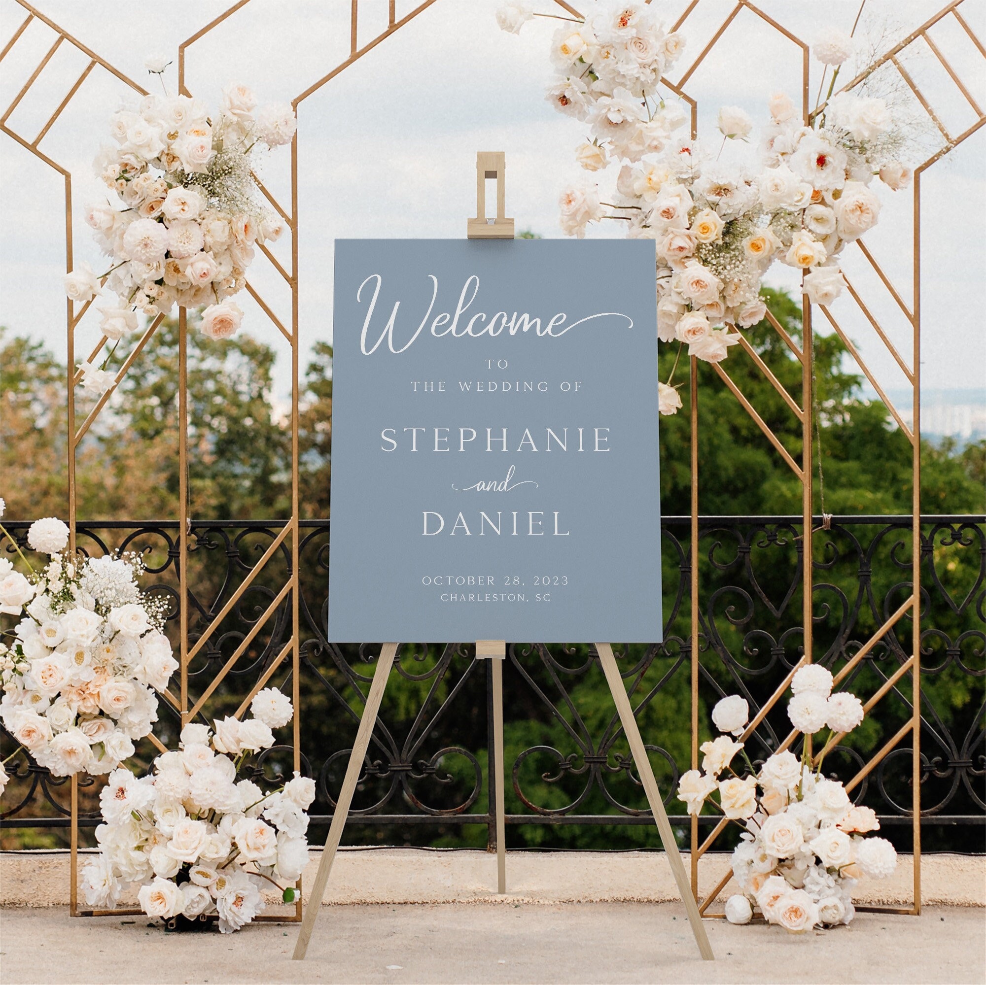 Dusty Blue Welcome Sign Minimalist Wedding Sign Dusty Blue - Etsy