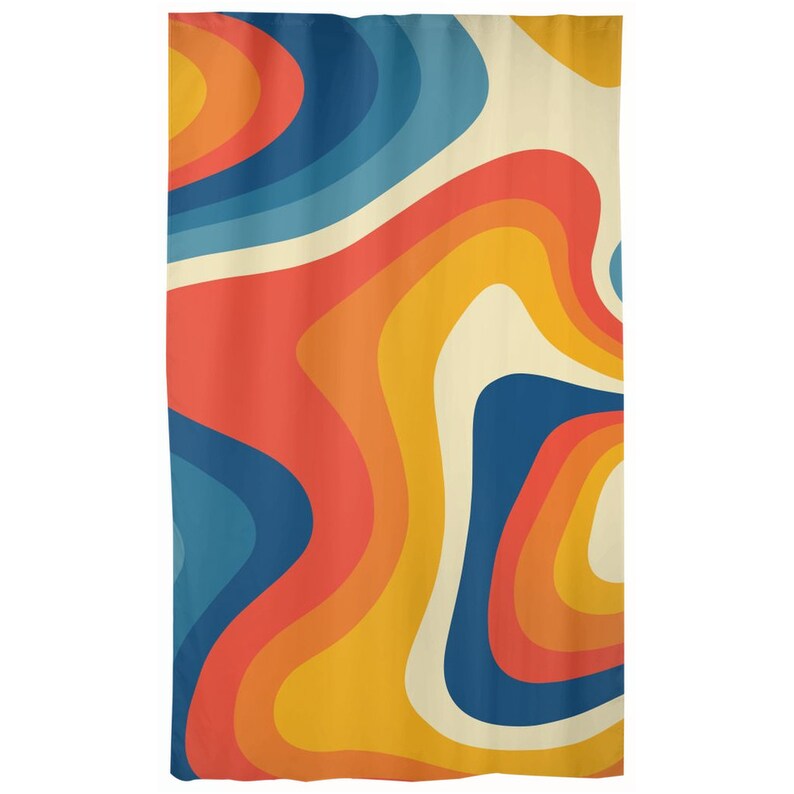 Retro Curtains 70s Curtains Curtains for Living Room Blue - Etsy