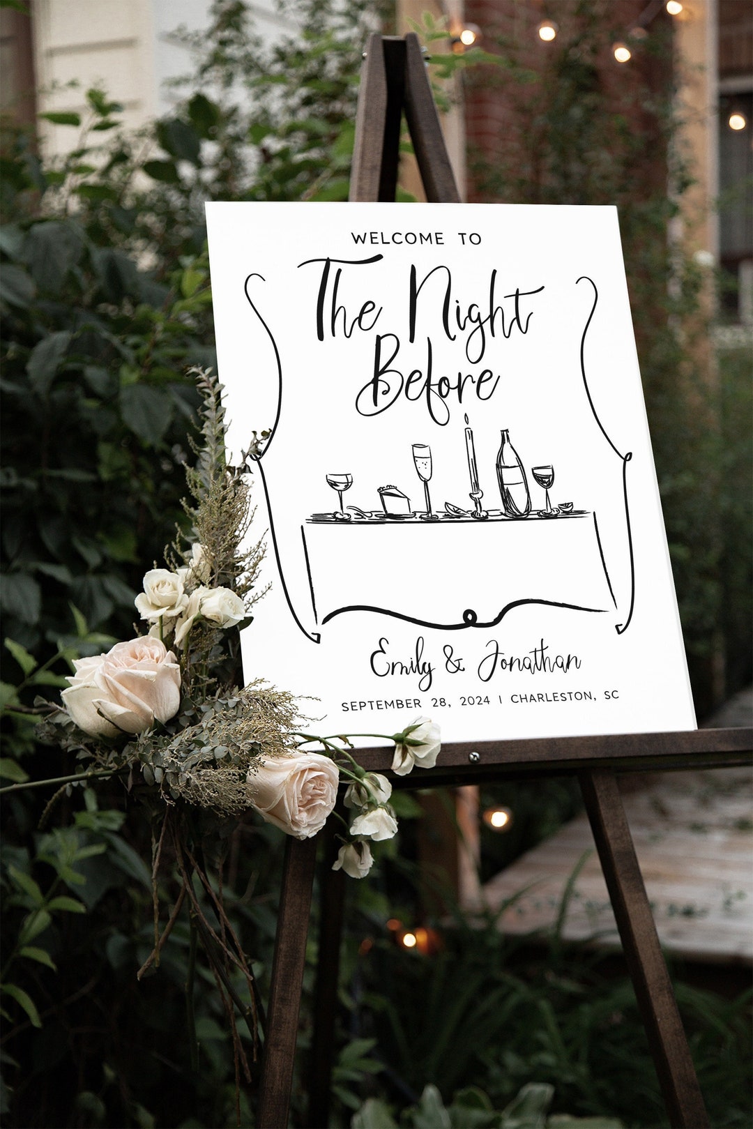 The Night Before Sign, Hand Drawn Rehearsal Dinner Sign, Whimsical ...