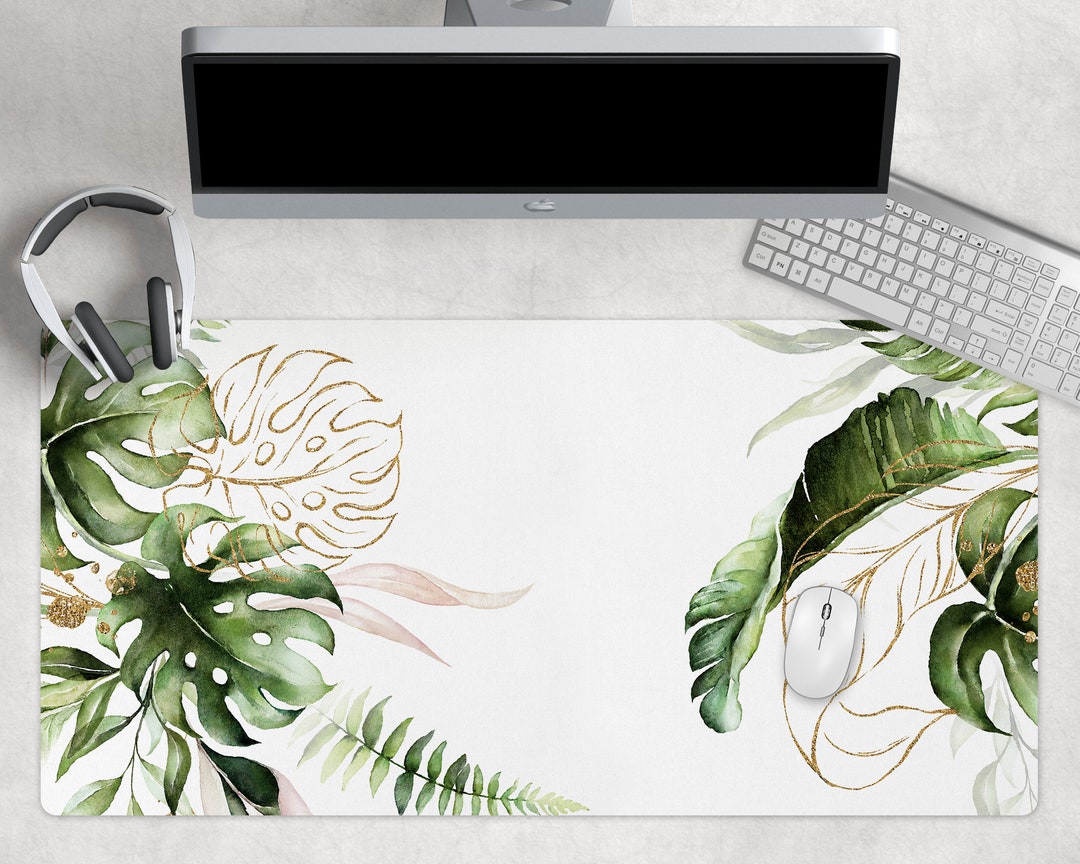 Monstera Desk Mat, Cute Desk Mat, Leaf Green Desk Mat, Extended Mouse ...