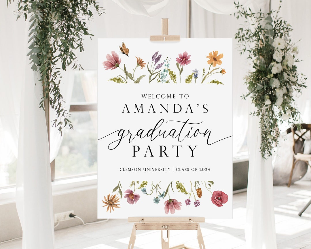 Floral Graduation Welcome Sign, Wildflower Graduation Sign, Class of ...