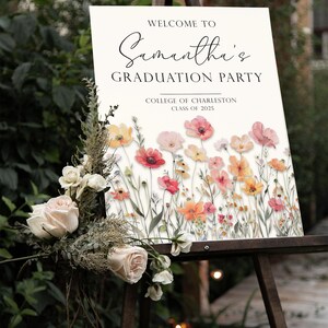 Wildflower Graduation Welcome Sign, Floral Graduation Sign, Wildflower ...