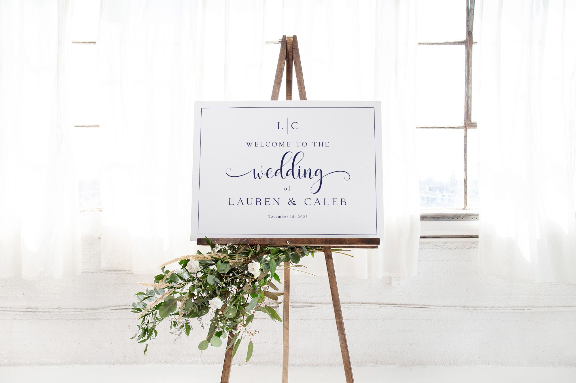 Navy Wedding Welcome Sign, Wedding Welcome Poster, Nautical Wedding ...