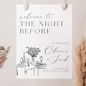 The Night Before Sign, Hand Drawn Rehearsal Dinner Sign, Whimsical ...