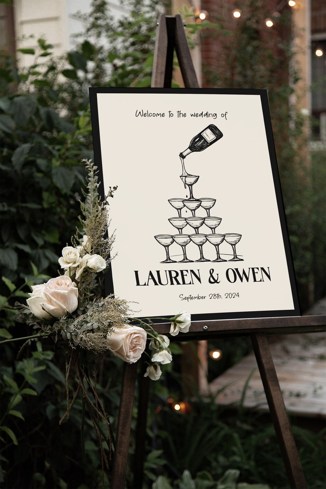 Hand Drawn Wedding Welcome Sign, Reception Welcome Sign, Retro Vintage ...