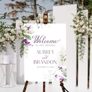 Lavender Wedding Welcome Sign, Floral Wedding Welcome Sign, Custom ...