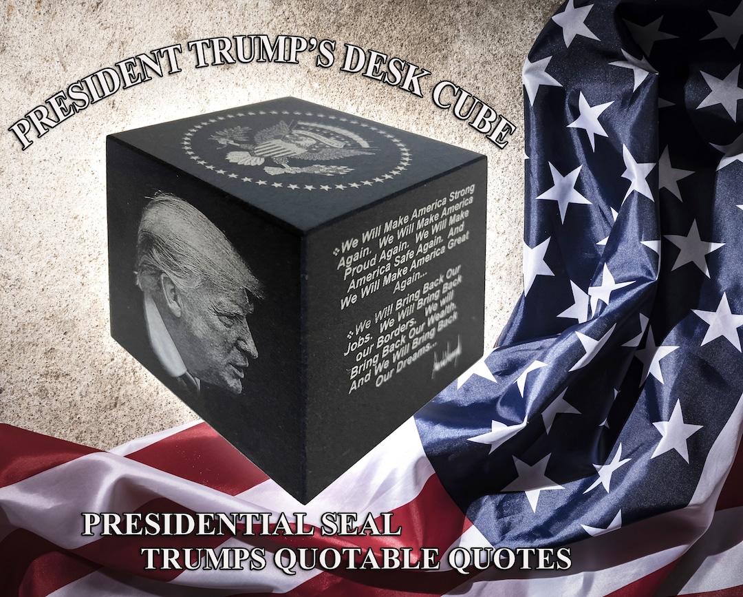 Marble Collectible Desk Cube Etched With President Trump, Presidential ...