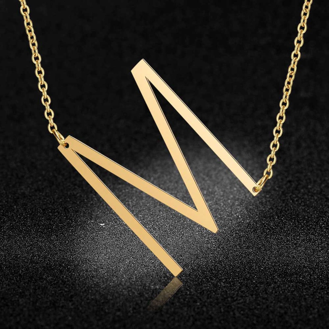 Large Initial Necklace Oversized Letter Necklace Monogram Necklace Big ...