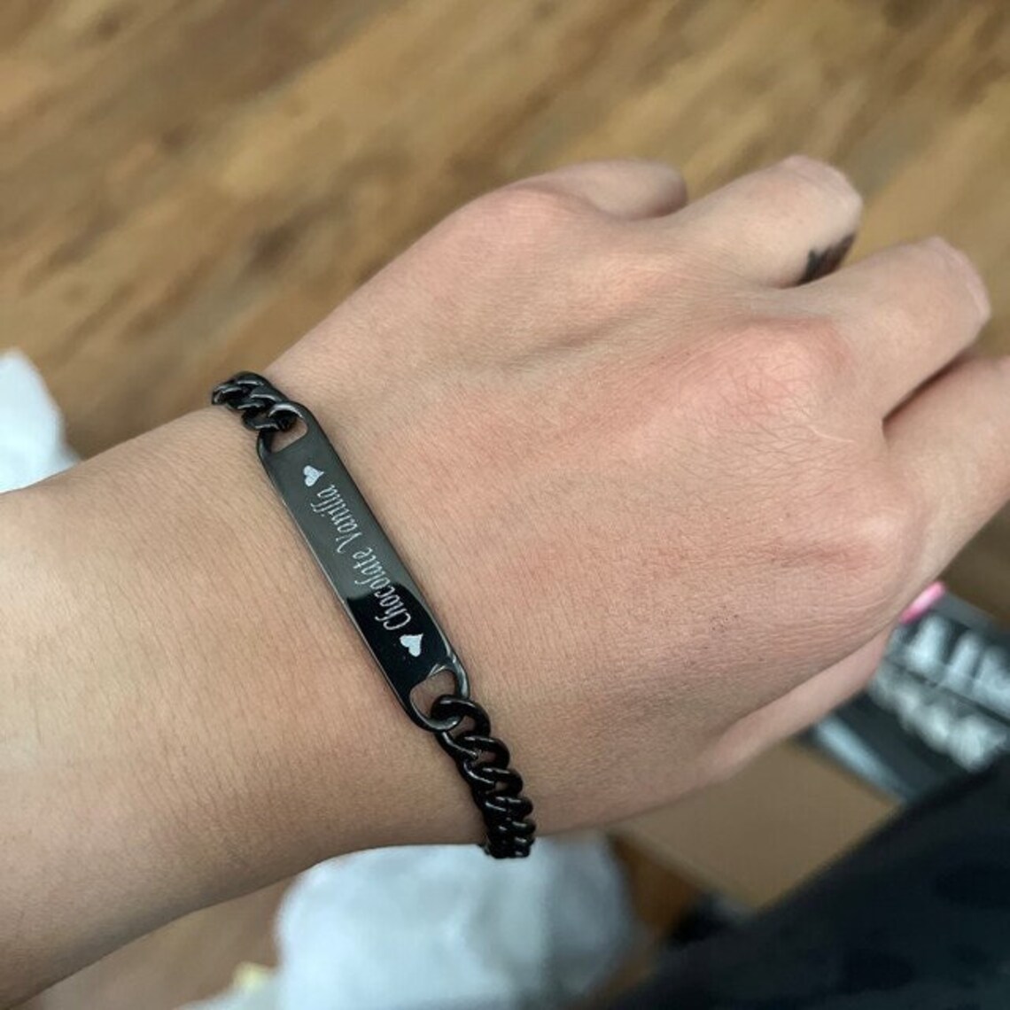 Id Bracelet Custom Name Bracelets Silver Engraved Name - Etsy