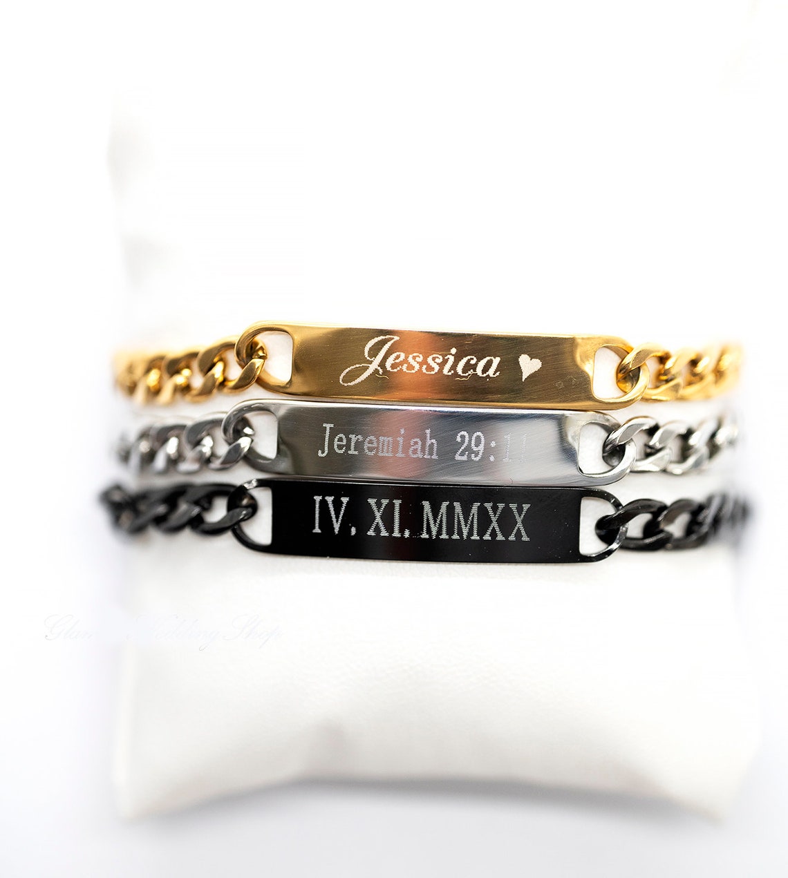Id Bracelet Custom Name Bracelets Silver Engraved Name - Etsy