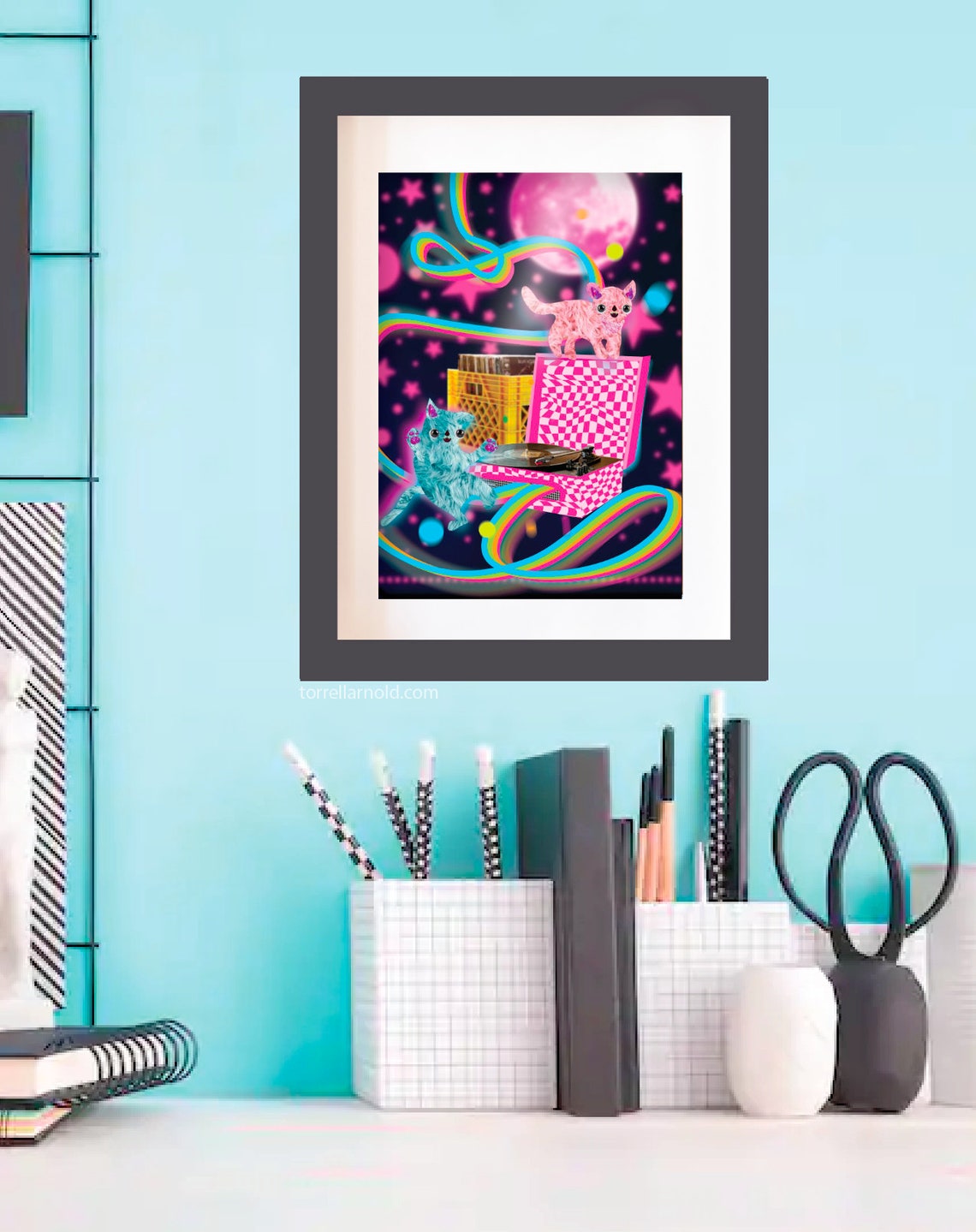 Kitten Record Disco Original Print - Etsy