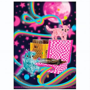 Kitten Record Disco Original Print - Etsy