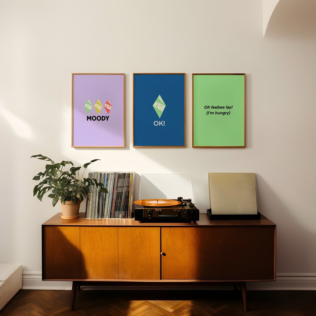 Set of 4 Wall Art Printables the Sims 4 Merch - Etsy