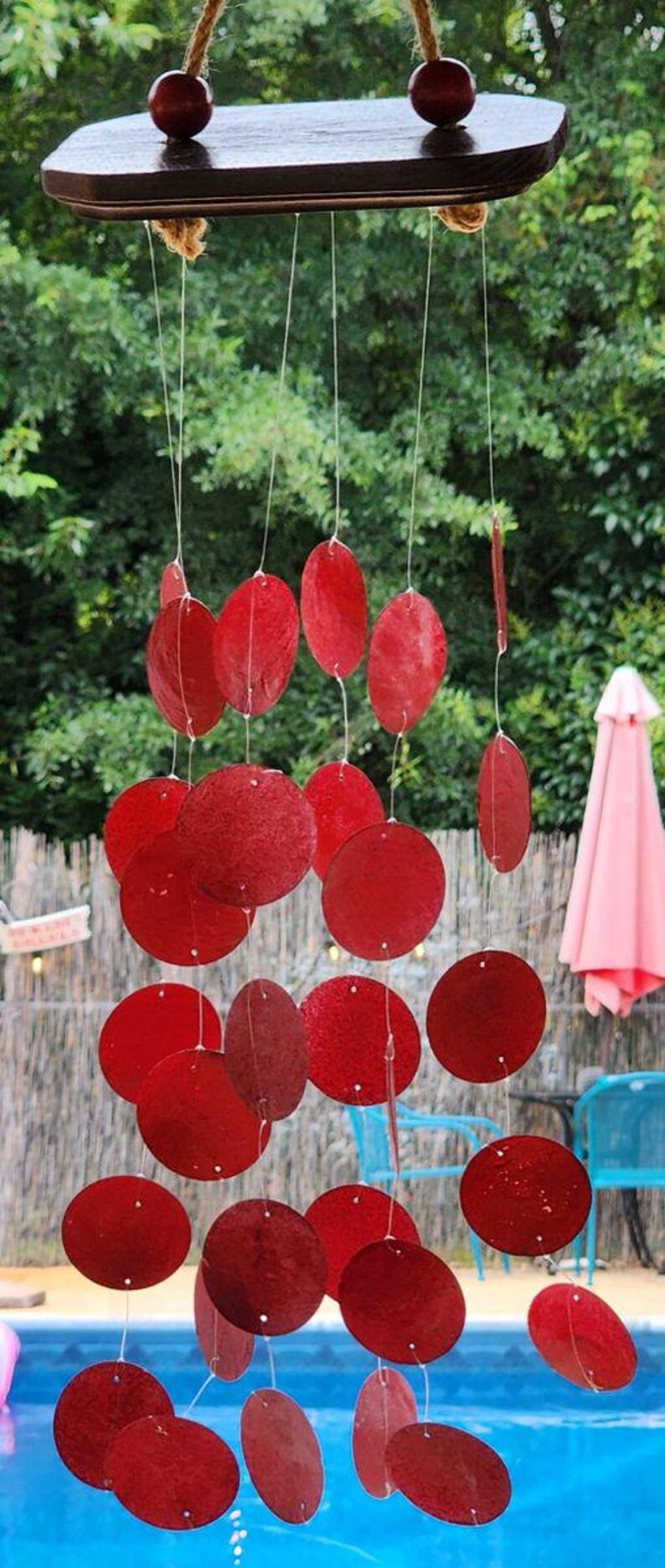 Big Red capiz Shell Wind Chime - Etsy