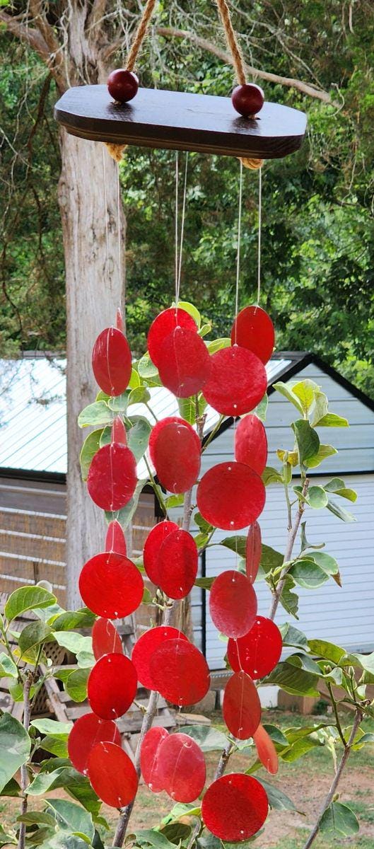 Big Red capiz Shell Wind Chime - Etsy