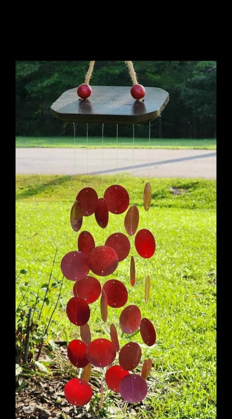 Big Red capiz Shell Wind Chime - Etsy