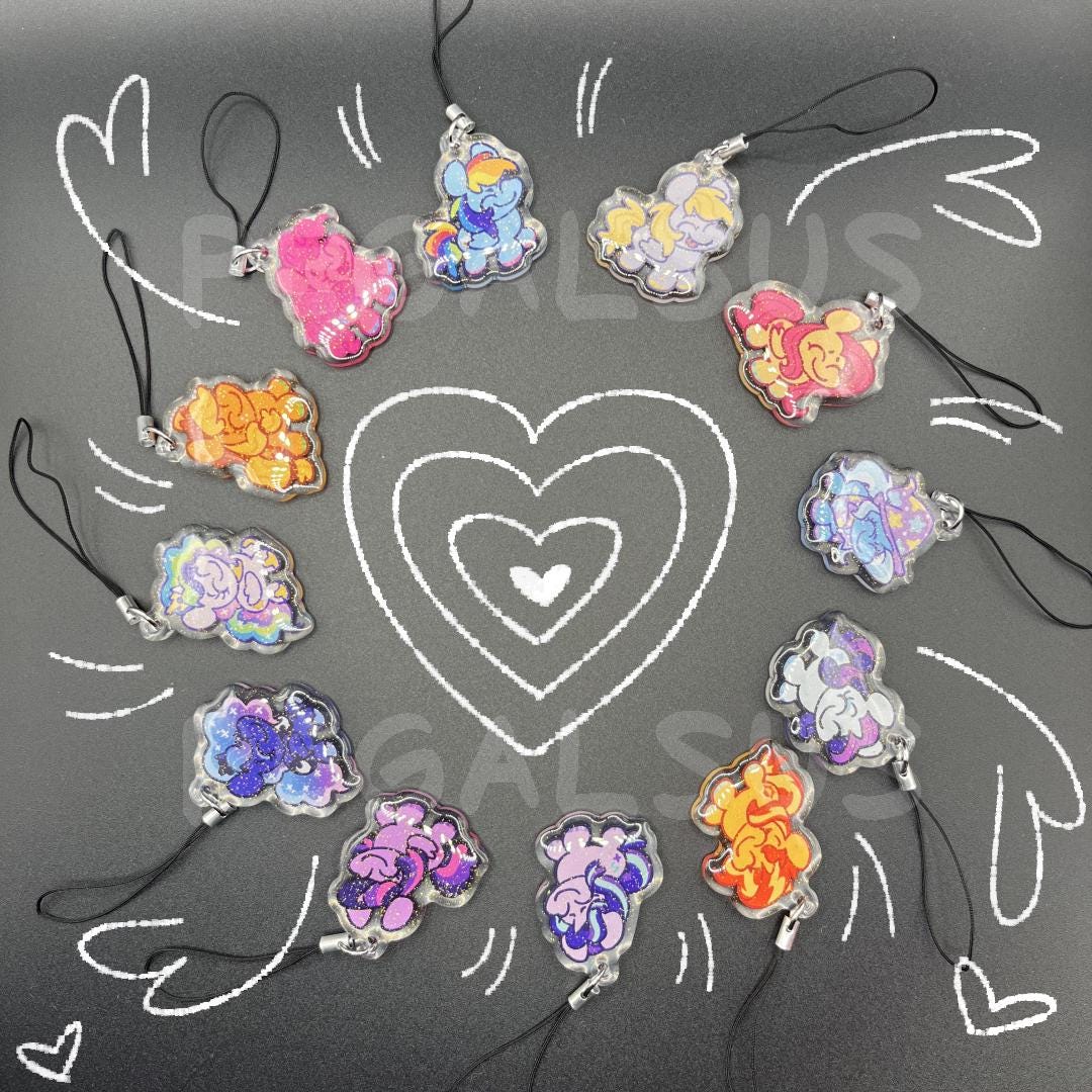 Mini MLP Phone Charms - Double Sided Glitter Acrylic Charms - Etsy