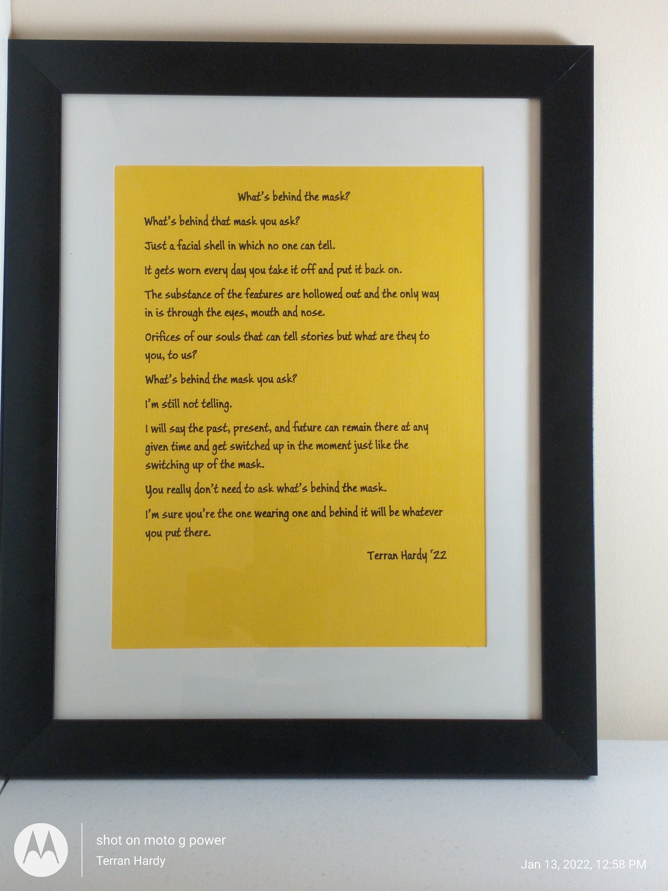 What's Behind the Mask Poem, 8.5x11 Inch Linen Textured Cardstock Paper ...