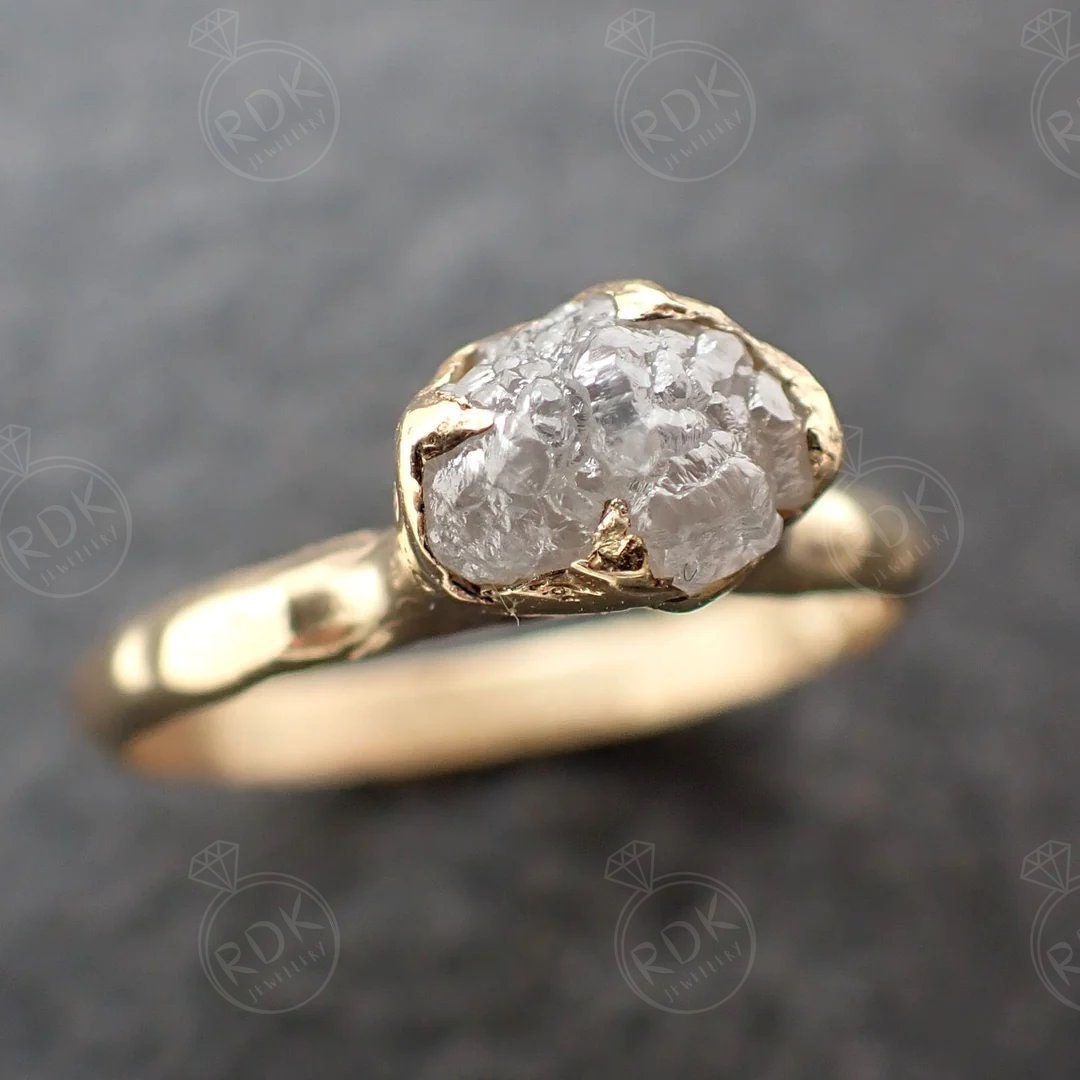 3.5ct Raw Diamond Ring Uncut Diamond Ring Raw Grey Diamond - Etsy