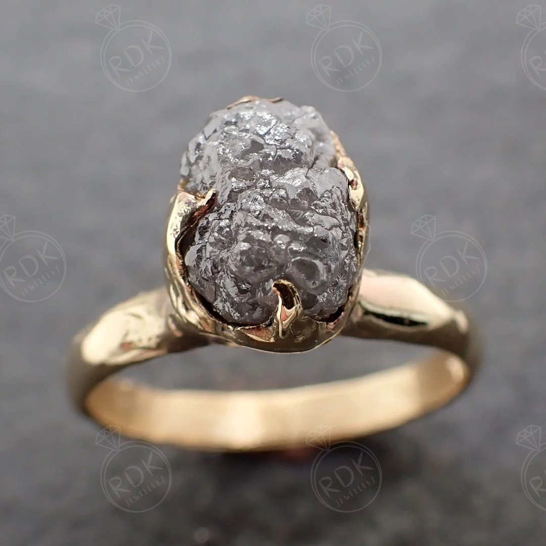 3.5ct Raw Diamond Ring Uncut Diamond Ring Raw Grey Diamond - Etsy