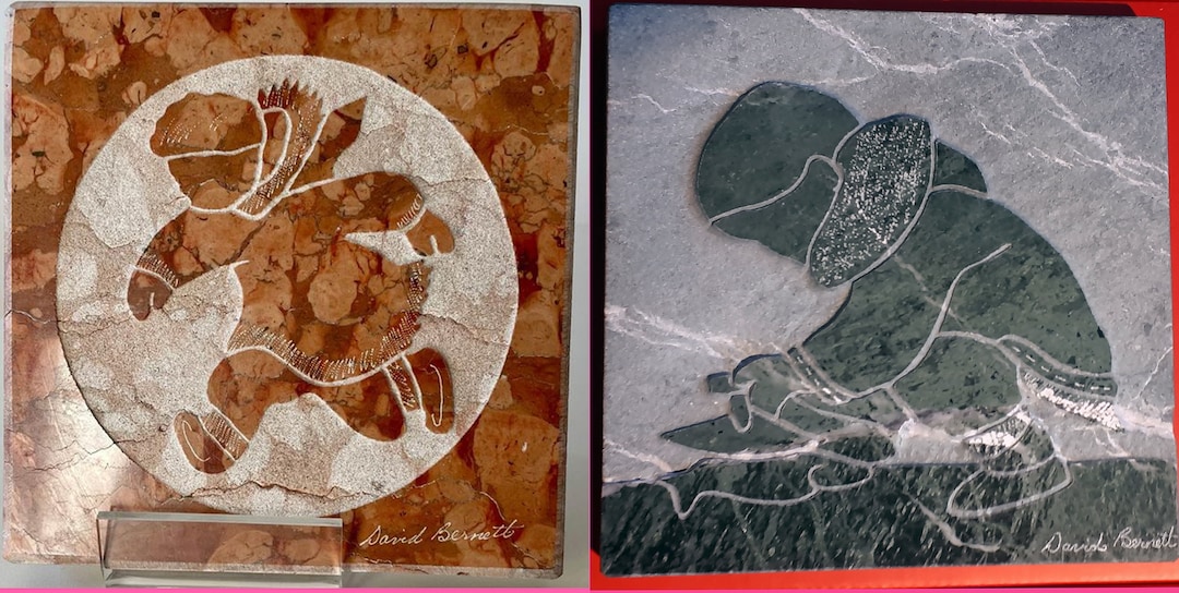 Canadiana Inuit Style Bas Relief Sculptures (x2) by David Bernett ...
